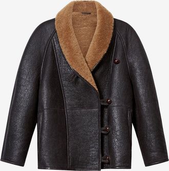 Isabel Marant Manteau Camber En Peau Lain&eacute;e - Femme - Marron Fonc&eacute; - Taille34 - Isabel Marant