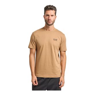 Emporio Armani Homme, Tops, Beige, Taille: S T-shirts et Polos Beige, Basic Crew Neck