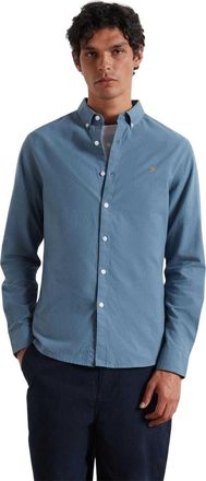 Farah Button-Down-Hemd f&uuml;r Herren, Oxford-Stil, Lang&auml;rmlig (Kreide Blau)