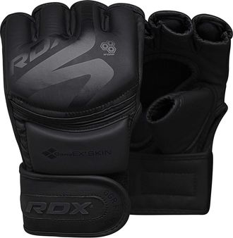 RDX Sports MMA-Handschuhe, aus Rindsleder, f&uuml;r Kampfsport, Sparring, Grappling, Training, mattschwarz, XL