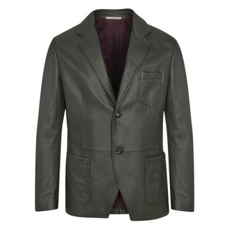 Pal Zileri Lederblazer - - Jackets - Herren - Gr&uuml;n - L