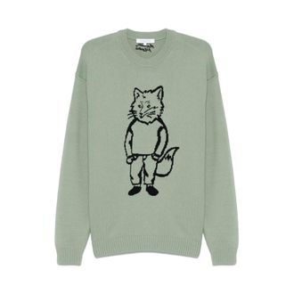 Maison Kitsun&eacute; Mintgr&uuml;ner Crew Neck Pullover - - Knitwear - Herren - Gr&uuml;n - XL