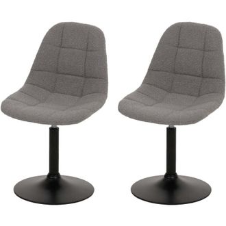 Hhg Neuwertig] 2er-Set Esszimmerstuhl HHG 842, K&uuml;chenstuhl Stuhl Drehstuhl, Stahl mvg Stoff/Textil Boucl&eacute; (450g/m&sup2;) grau