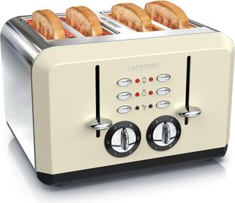 Arendo Toaster f&uuml;r 4 Scheiben, 1630 w, Automatik, Edelstahl, W&auml;rmeisolierendes Doppelwandgeh&auml;use, beige - Arendo