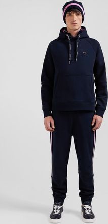 Eden Park Sweatshirt &Agrave; Capuche En Molleton Marine Cordons De Serrage Sigl&eacute;s Coupe Relaxed