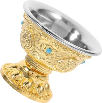 Amosfun Buddha Wasserbecher Kupfer Tibetisch Ritualbecher Goldfarbig F&uuml;r Tempel Zeremonien Meditationsbecher Klein Opferbecher Weihwasser