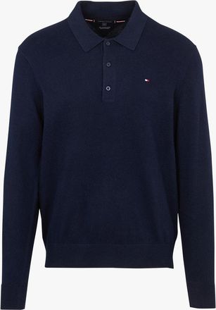 Tommy Hilfiger Polo uni &agrave; manches longues en coton et chachemire