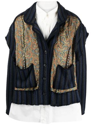 Maison Margiela Hemd im Layering-Look mit Paisley-Print - Wei&szlig;
