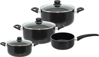 Elo Basic Topfset Metis 4 teilig, hochwertiges Aluminium, ELODUR Edition Antihaftversiegelung, backofenfest und induktionsgeeignet