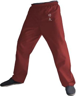 Tao TA0 Pantalon Kung Fu Pantalon Arts Martiaux Bordeaux Kimono Homme et Femme Coton 100% (Kung Fu, Bordeaux, XL)