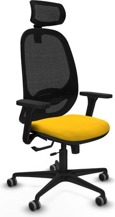 Piqueras y Crespo Cilanco Kindersitz mit 3D-Armlehnen, h&ouml;henverstellbarer Lendenwirbelst&uuml;tze und h&ouml;henverstellbarem Kopfteil, Schwarz / Gelb