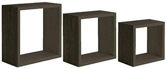 Homemania HOMSAN_085 Regal Incubo Wanddekoration, Schlafzimmer, B&uuml;ro-MDF, dunkle Eiche, 35 x 35 x 15,5/30 x 30 x 15,5/25 x 25 x 15,5 cm