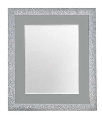 Frames by Post Glitzernder Bilderrahmen mit dunkelgrauem Passepartout, 45,7 x 30,5 cm, Bildgröße 35,6 x 20,3 cm, Kunststoffglas, Kunststoff, 18 x 12 Image Size 14 x 