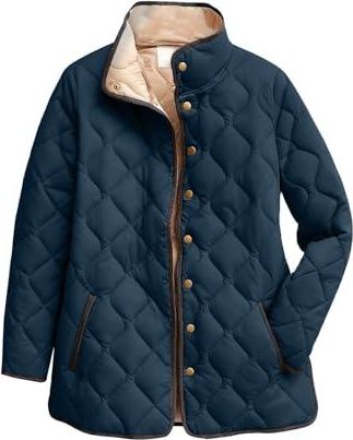 Generic Manteaux légers imperméables pour femme - Veste matelassée courte surdimensionnée coupe-vent chaude à col roulé - Parka à simple boutonnage - Manteau 