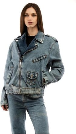 Moschino Femme, Vestes, Bleu, Taille: 38 FR Veste en jean