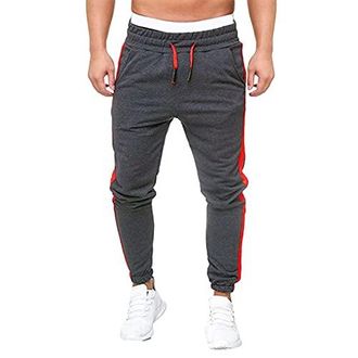 Generic Pantalon de sport pour homme - Long - L&eacute;ger - Avec cordon de serrage - Avec rayures sur les c&ocirc;t&eacute;s - Pantalon de surv&ecirc;tement avec poignets - Pantalon d