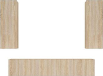 vidaXL 4-tlg. TV-Schrank-Set Sonoma-Eiche Holzwerkstoff - Vidaxl