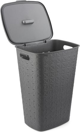 Curver Wäschekorb Softex 56L - Elegantes Design - leicht, stapelbar und praktisch - 70% recycelt - 59 x 43 x 34 cm - Grau