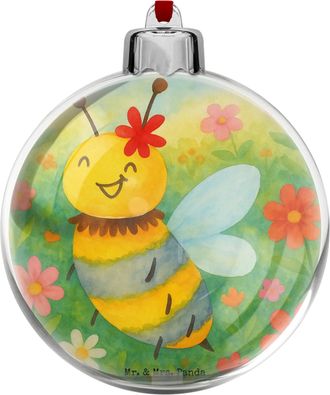 Mr. & Mrs. Panda Weihnachtskugel Biene Blume Design - Geschenk, weihnachtsanh&auml;nger, weihnachtskugeln, Plastik, christbaumkugeln, christbaumkugel