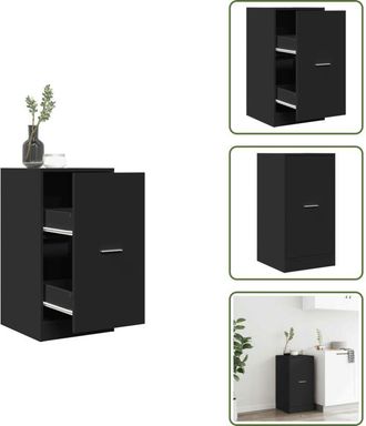 vidaXL The Living Store - vidaXL Apothekerschrank Schwarz 40x41x77,5 cm Holzwerkstoff