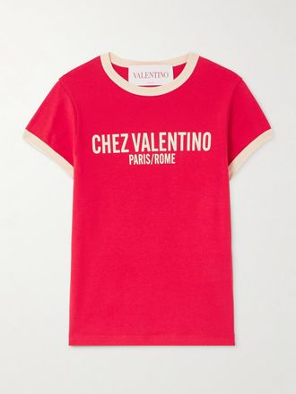Valentino Garavani T-shirt En Jersey De Coton Imprimé - Rouge