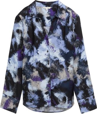 Tom Tailor Damen Satin Bluse mit Muster, 36558 - Artistic Watercolor Design, 40