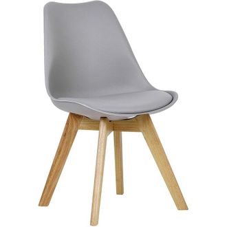 Woltu Chaise de salle &agrave; manger, chaise scandinave en similicuir + plastique + bois, Gris - Woltu