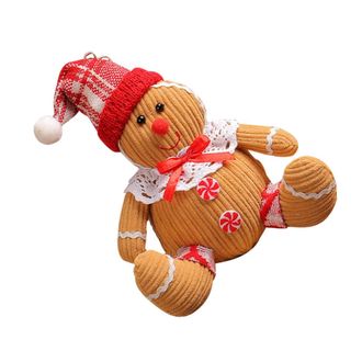 DOITOOL Lebkuchenmann H&auml;ngedekoration mit Weihnachtsm&uuml;tze Weihnachtsbaumschmuck Cartoon Figur Festliche Weihnachtsbaum H&auml;ngedekoration f&uuml;r Feiertagsdeko