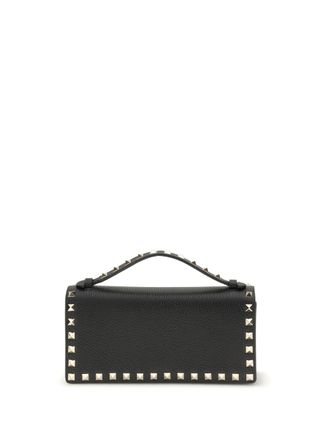Valentino Garavani Womens Chain Wallet Rockstud Black Calf Leather & Purses
