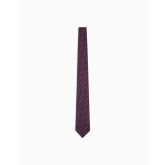 Emporio Armani Seiden Jacquard Krawatte mit Logo - - Accessories - Herren - Rot - ONE SIZE
