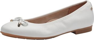 Tamaris Comfort Damen Ballerinas aus Leder mit Schleife, Wei&szlig; (White), 41 EU