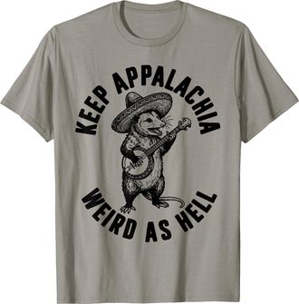 Giant Step Design Co. Keep Appalachia Weird As Hell Funny Possum Banjo T-Shirt