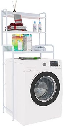 Clp Etagère A Lave-Linge en Métal Darby I Etagère pour Machine A Laver avec 3 Espaces De Rangement, Couleur:Blanc