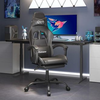 vidaXL Gaming-Stuhl mit Fu&szlig;st&uuml;tze Drehbar Schwarz Kunstleder vidaXL