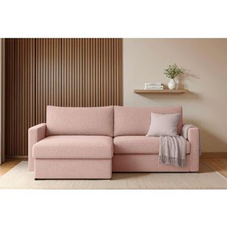 Fun Möbel Ecksofa Sofa mit Schlaffunktion bendik Stoff Faro Rose Ottomane Links