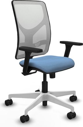 Piqueras y Crespo Sessel f&uuml;r die Arbeit zu Hause, mit 3D-Armen, h&ouml;henverstellbare Lendenwirbelst&uuml;tze, ausgestattet mit 3 Positionen und Schneideschaum, Wei&szlig;/Himmelblau