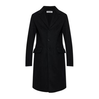 Jil Sander Wollmantel mit Einzelschlitz - - Coats - Herren - Schwarzk - M