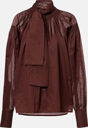 Plan C Blouse en coton &agrave; col lavalli&egrave;re