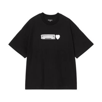 Carhartt Work in Progress Homme, Tops, Noir, Taille: XL S/S Deconstructed Label T-Shirt