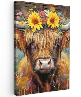 MuchoWow © Leinwand Bilder Groß 80x120 cm XXL Wanddeko Wohnzimmer Aesthetic Room Decor Deko Zimmer Wandbilder Modern Bild auf Leinwand Graffiti - Schottische H