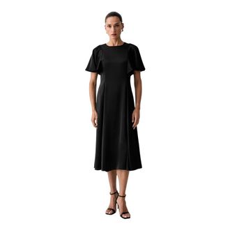 Michael Kors Kleid mit Fledermaus&auml;rmeln aus Satin- Midikleid - - Dresses - Damen - Schwarzk - XL