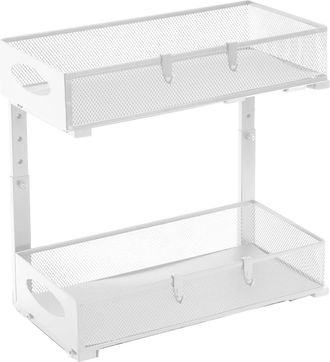 Generic Unter dem Spülbecken-Organizer - 2-stöckiges Küchenregal mit Schubladen und ausziehbaren Haken | unter den Brunnen-Organizern und Aufbewahrung | Küche