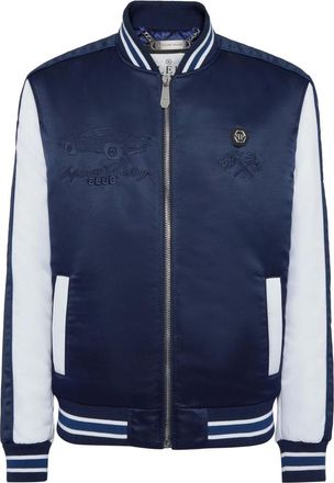Philipp Plein Homme, Vestes, Bleu, Taille: L Satin Bomber Jacket LS Cars Racing