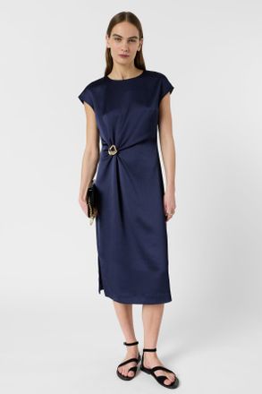 Gerard Darel Robe satin&eacute;e drap&eacute;e - RIALYA - Marine