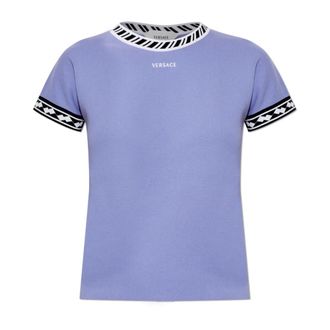 Versace Femme, Tops, Violet, Taille: 42 FR Top avec logo brod&eacute;