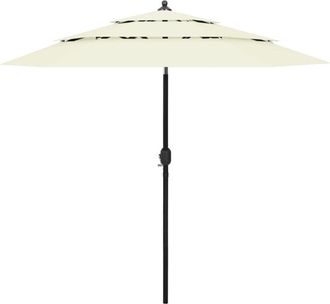 vidaXL Parasol de jardin &agrave; 3 niveaux avec m&acirc;t en aluminium sable 2,5 m vidaXL