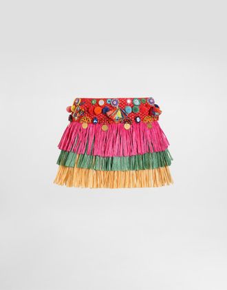 Dolce & Gabbana Minirock Aus Raffia Mit Applikationen - Frau R&ouml;cke Mehrfarbig 38