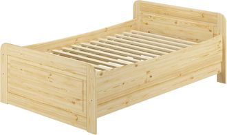 Erst-Holz Seniorenbett extra hoch 120x200 Einzelbett Holzbett Massivholz Kiefer Bett mit Rollrost 60.42-12