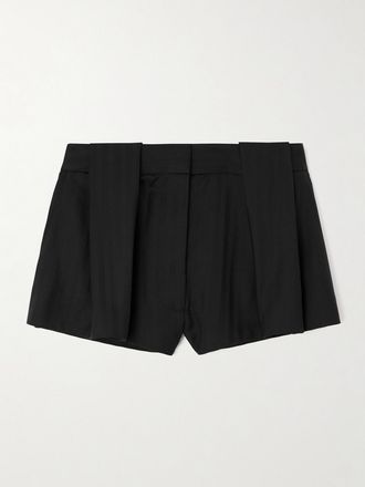 Stella McCartney Shorts Aus Woll-jacquard Mit Falten - Schwarz