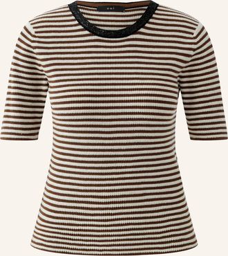 Oui Strickshirt Mit Pailletten braun